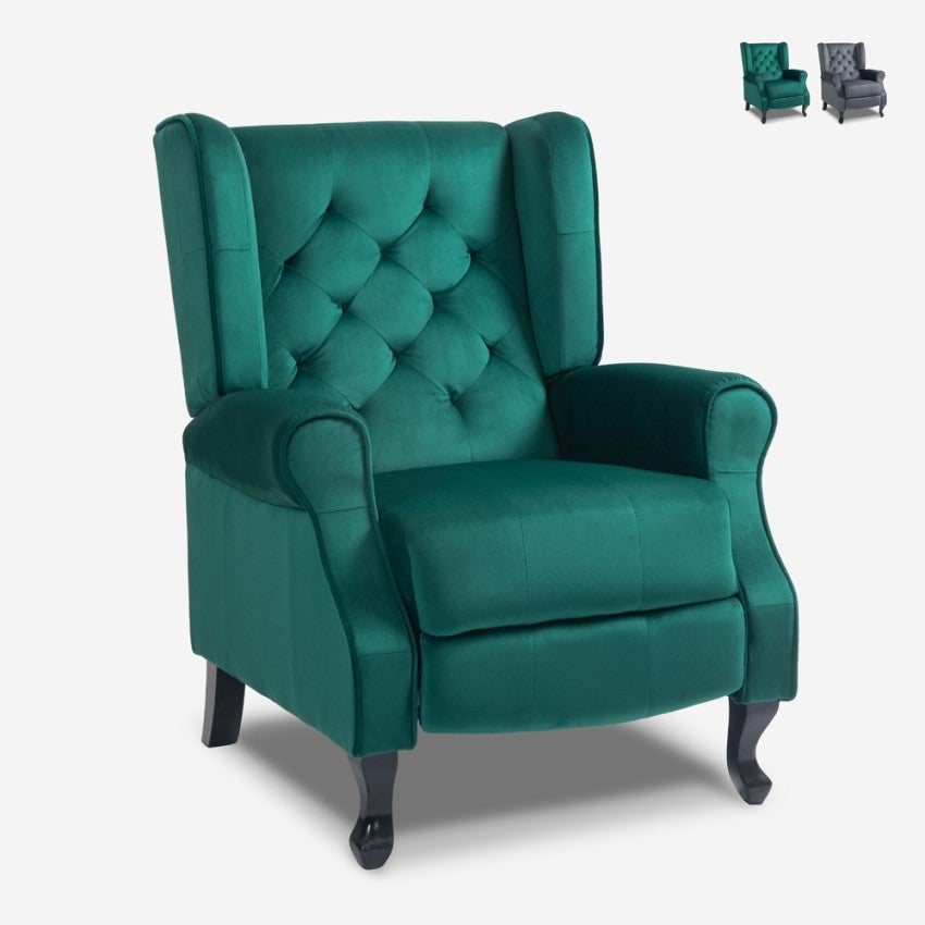 Fauteuil de salon bergère en tissu velours inclinable Ethron Lux | Leroy Merlin