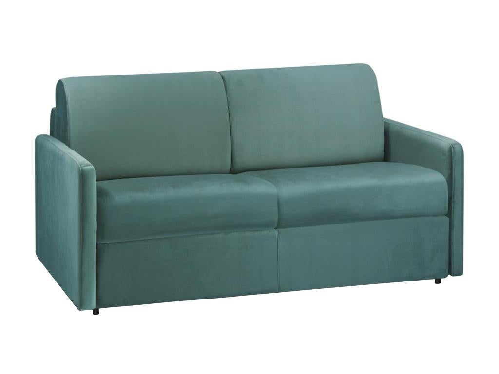 Canapé 2 places convertible express en velours vert menthe - Couchage ...