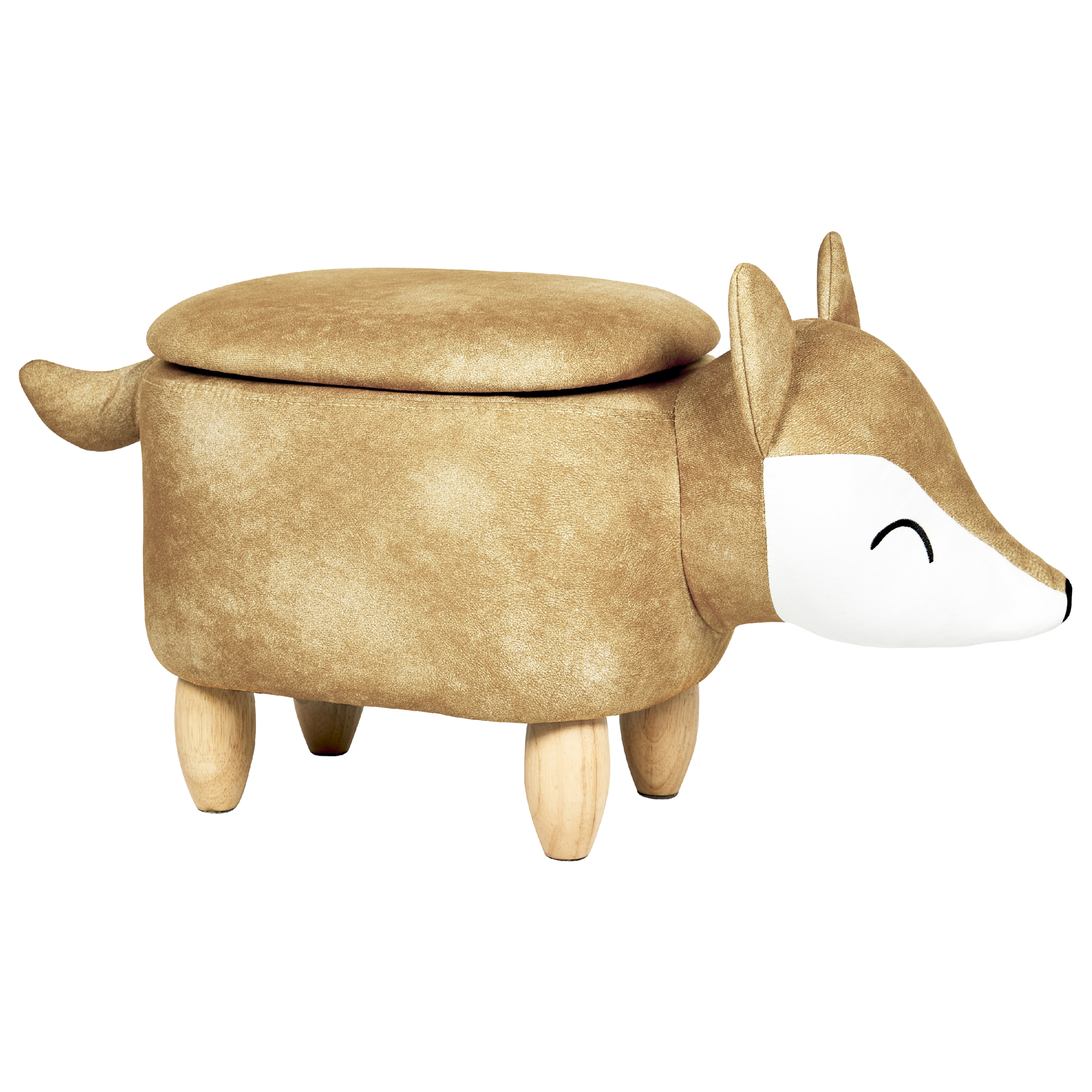 Tabouret de rangement animal FOX Velours Orange Renard | Leroy Merlin