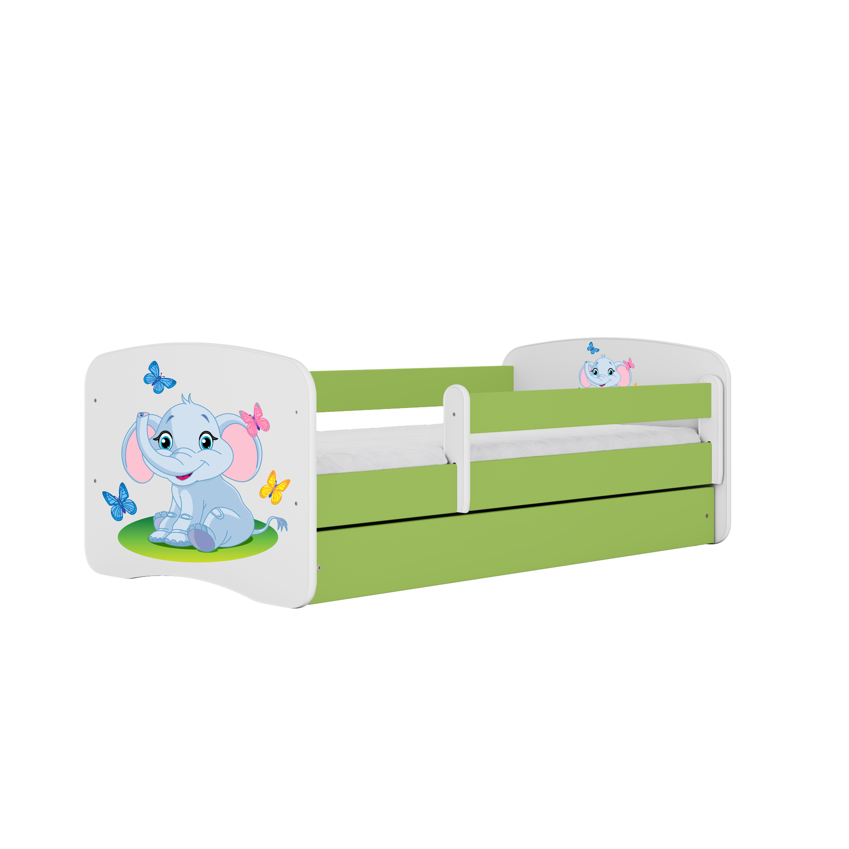 Lit enfant éléphant avec tiroir et matelas vert lit pour adolescent 180 ...