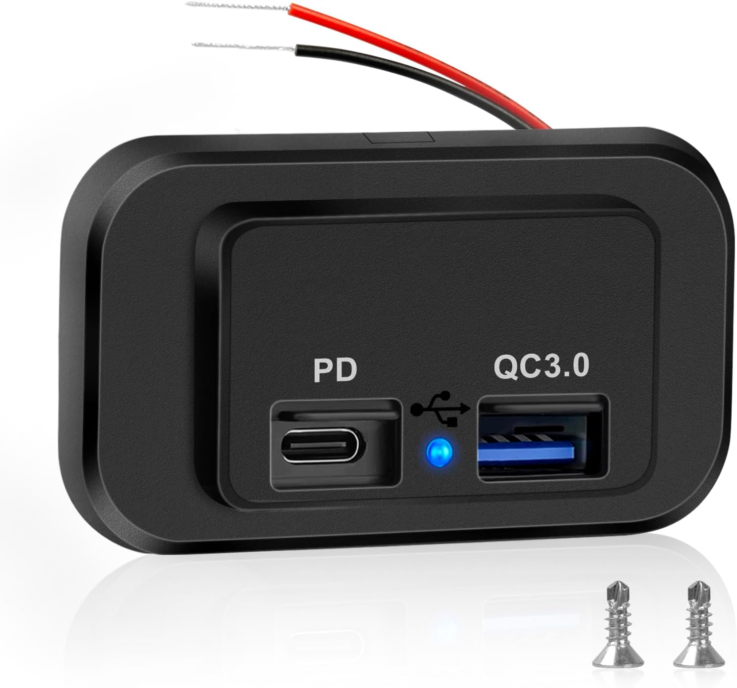 Conector USB empotrado de 12 V/24 V: puertos PD tipo C + QC3.0 con LED: carga rápida para coche ...