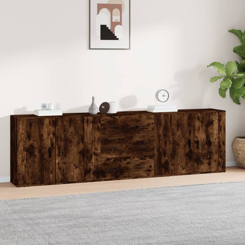 Buffets 3 pcs Chêne fumé Bois d'ingénierie | Leroy Merlin