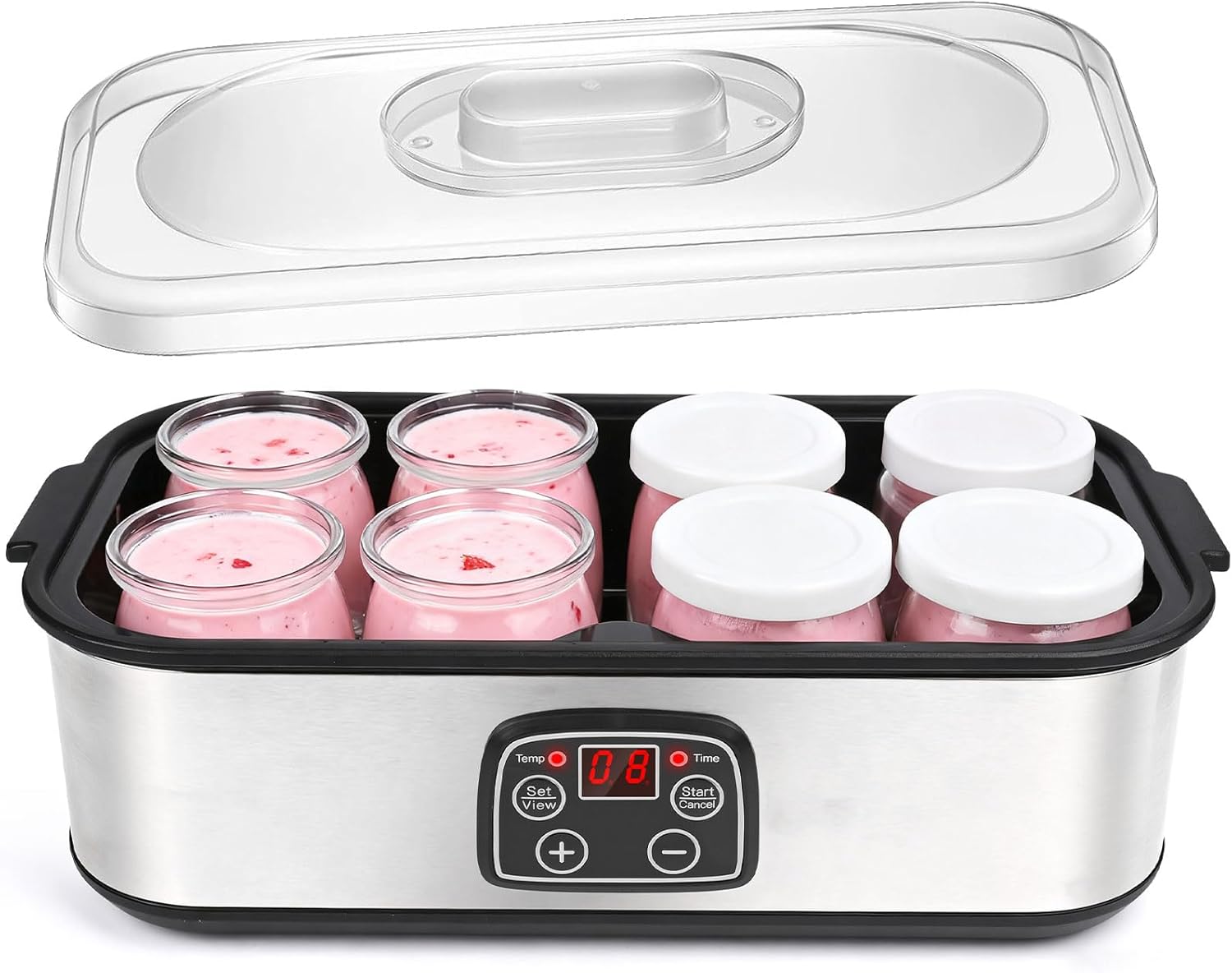 Yogurtera eléctrica con 8 tarros de cristal de 180 ml con tapa ...
