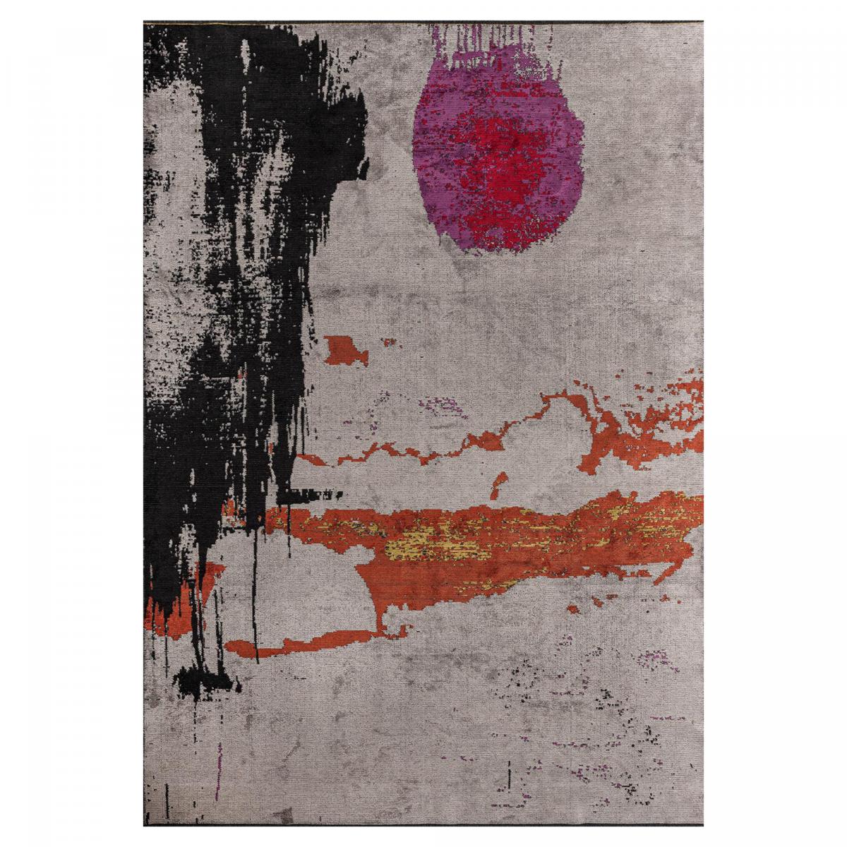 Tapis kilim 200x300 rectangle tissé en coton gris et orange motif ...