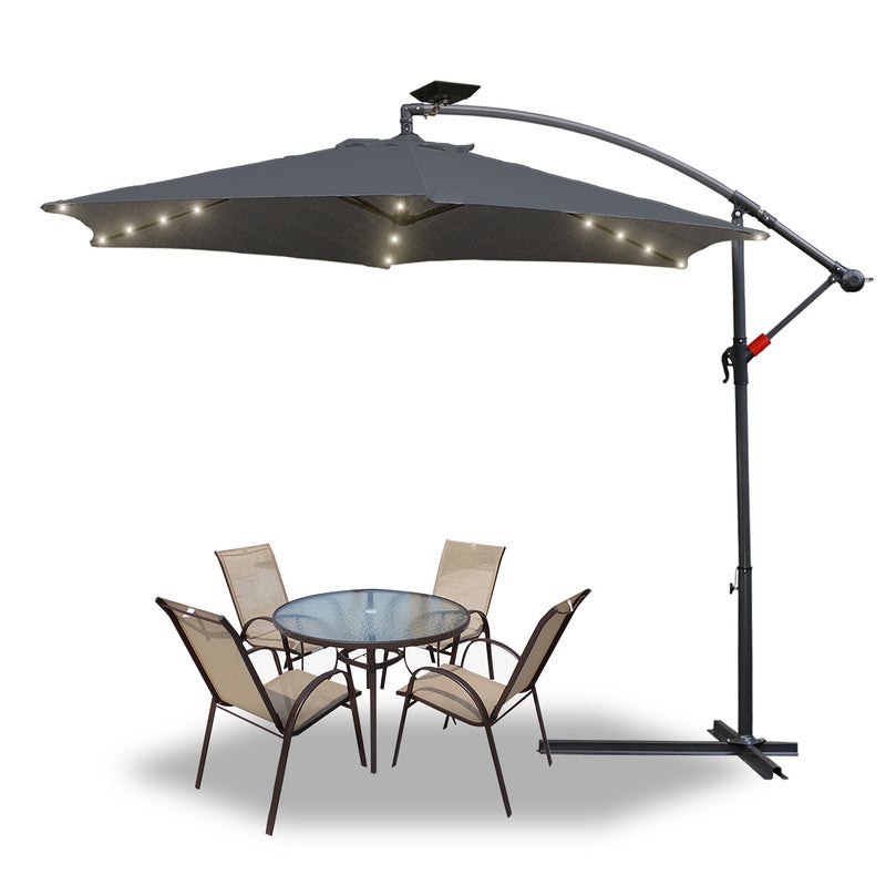 Parasol 3M con LED solar y cubierta protectora UV40+, gris | Leroy Merlin