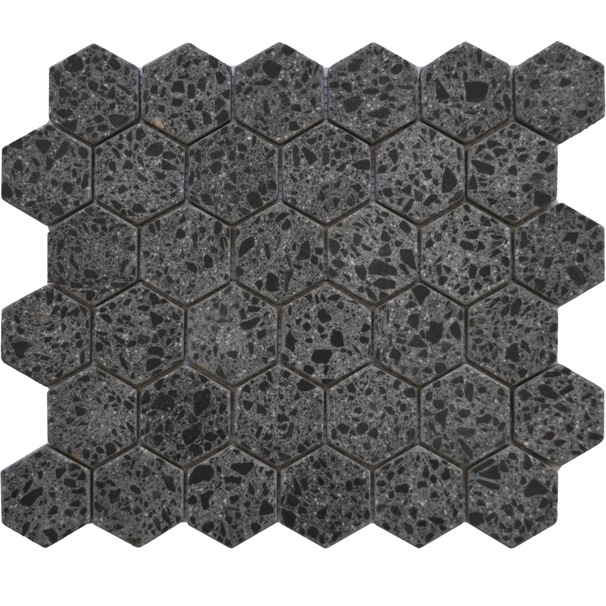 MOSAIQUE HEXAGONE TERRAZZO BLACK 1 PLAQUE 30,5 x 30,5 CM CASA LINEA ...