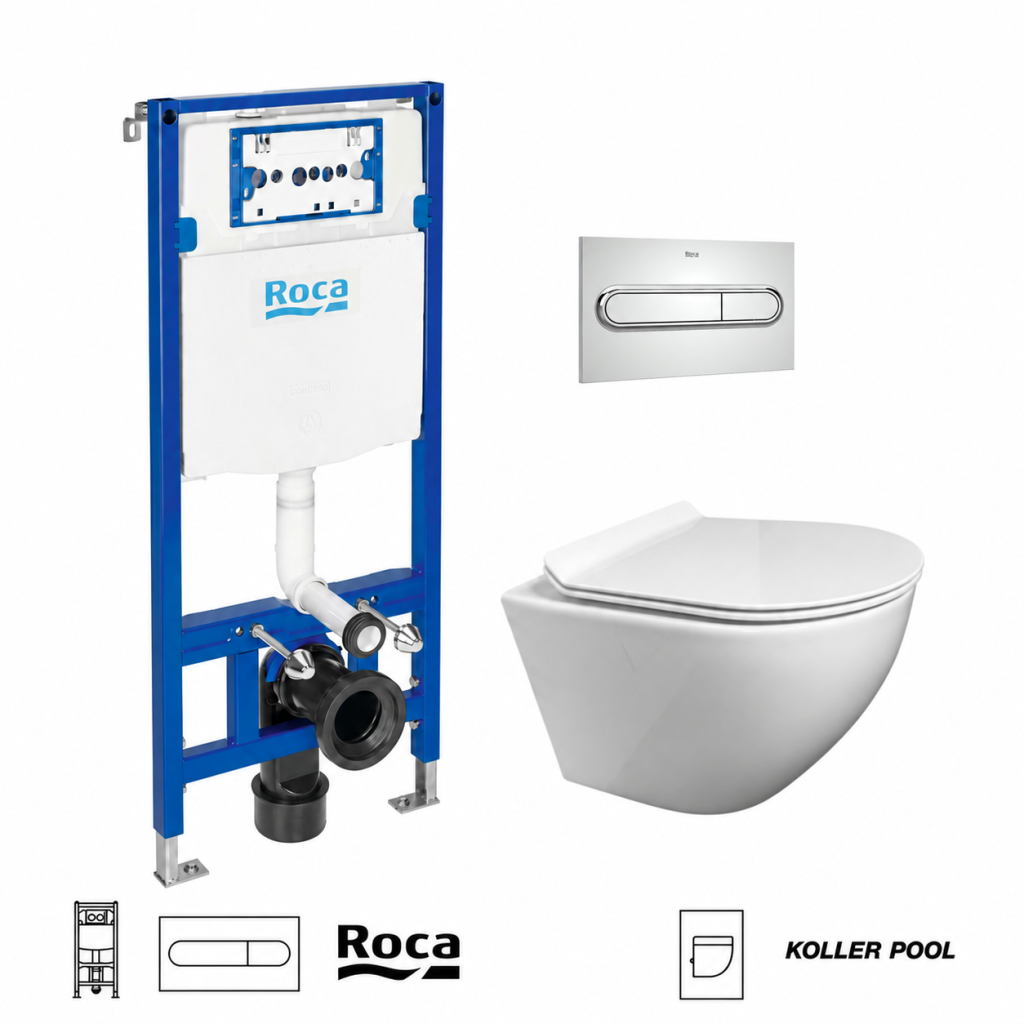 Bâti-support ROCA Duplo pack réservoir encastrable et plaque PL1 Chrome ...