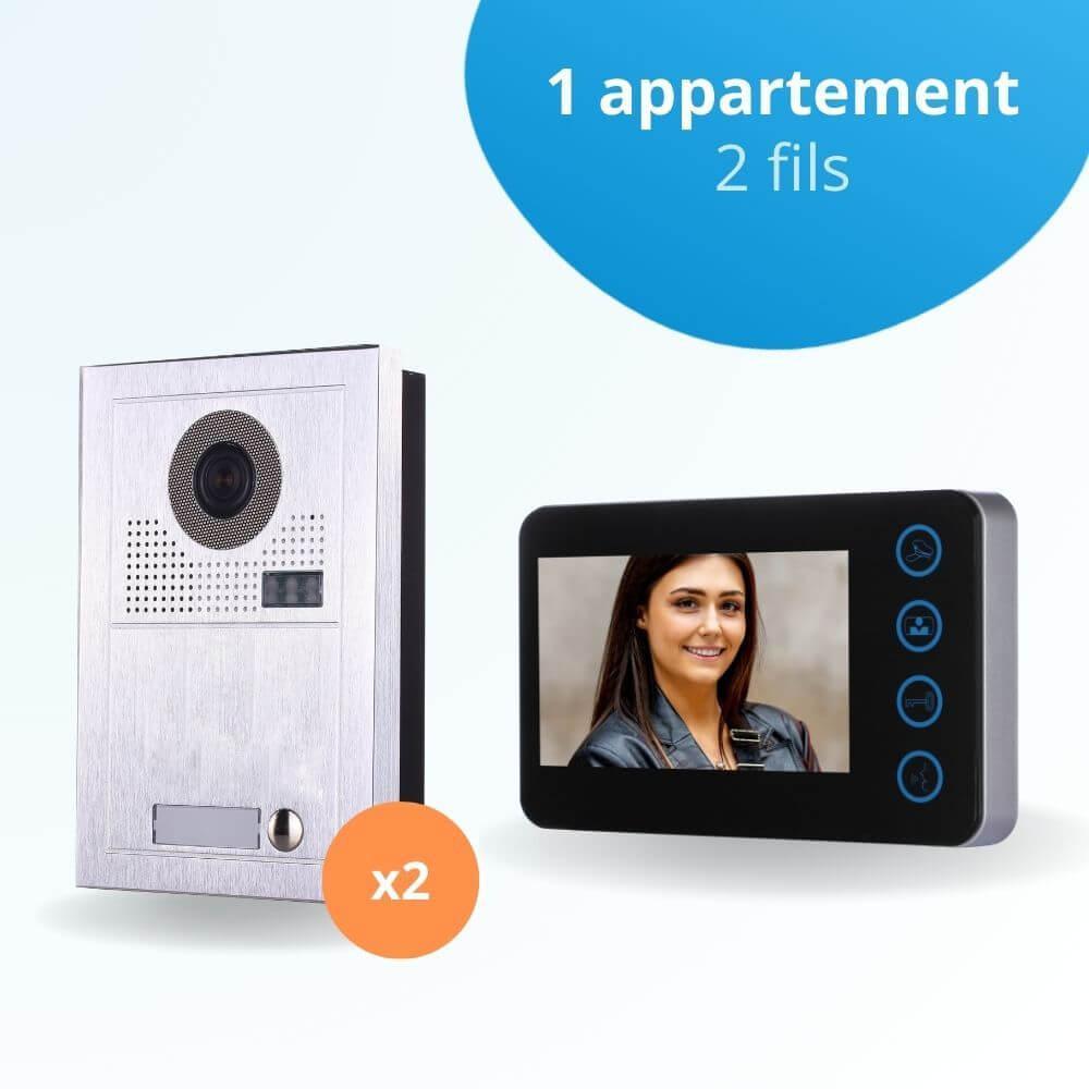 Portier interphone vidéo modern 2 fils pour 2 entrées - 1 appartement ...