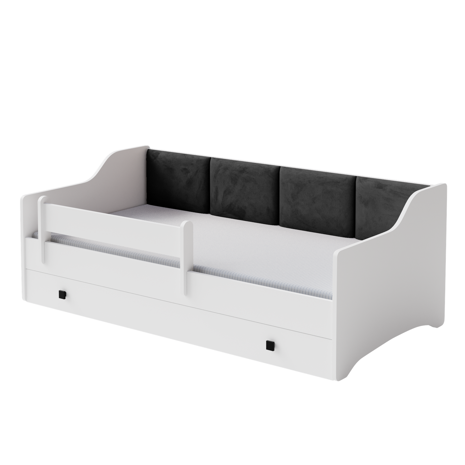 Lettino per bambini ERYK con cassetto e sponda 160x80 nero | Leroy Merlin