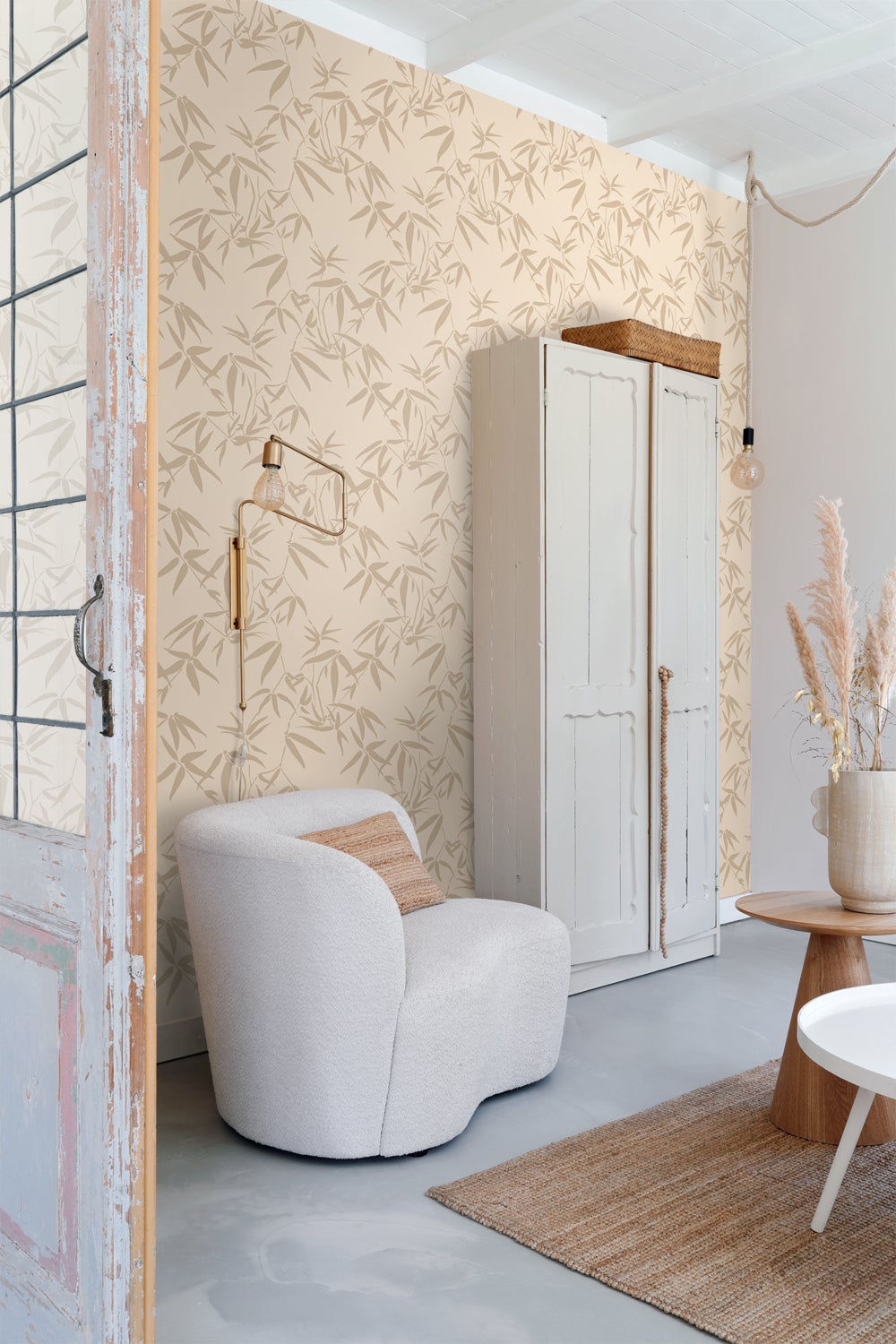 Papel pintado hojas de bambú beige - 53 cm x 10.05 m - ESTAhome | Leroy ...