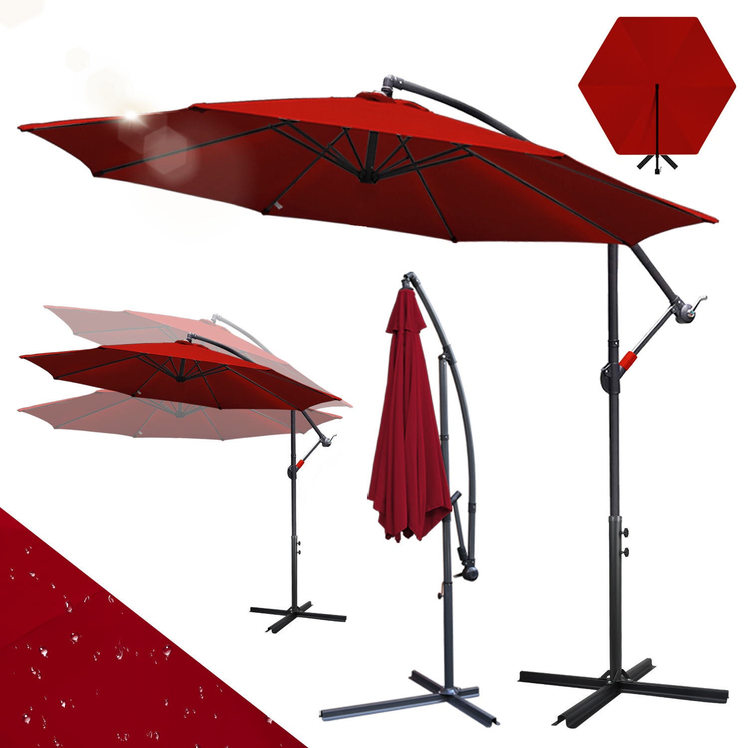 Parasol de Jardin Ø 3 m – Grand parasol extérieur pour terrasse, balcon ...