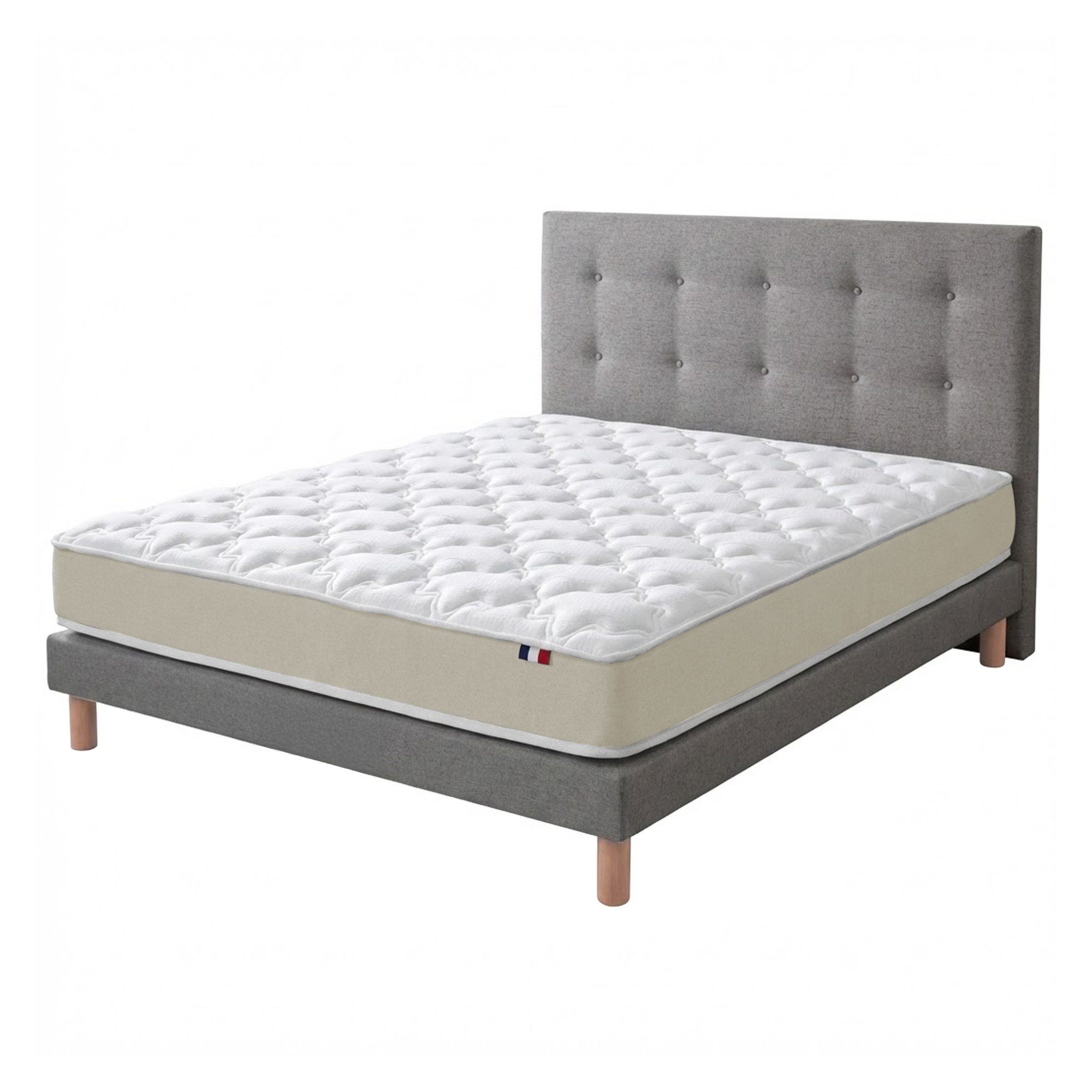 Ensemble matelas polylatex sommier tête de lit gris 160x200 | Leroy Merlin