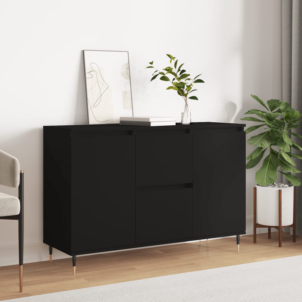 Buffet noir 104x35x70 bois d’ingénierie | Leroy Merlin