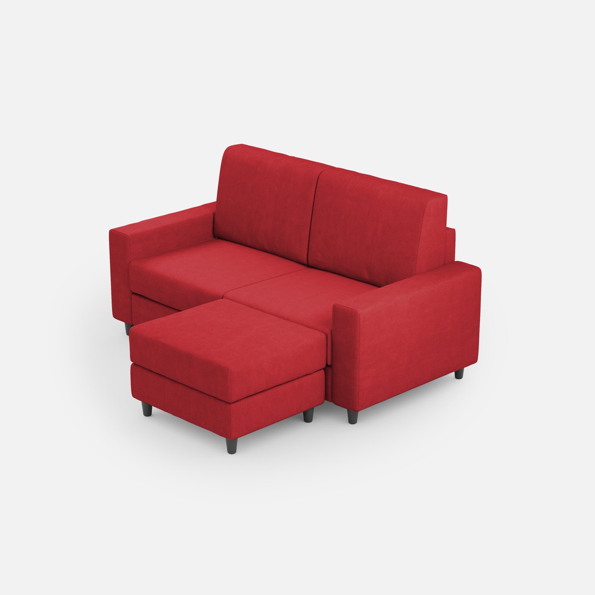 Sofá Sakar 2 plazas (dos plazas de 60 cm) + puf dimensiones exteriores L.148 P.155 color rojo ...