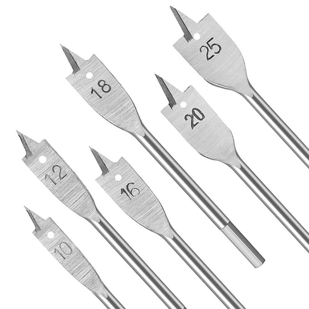 6 Pièces Mèches Plates Plate Forets Plats pour Bois 10mm 12mm 16mm 18mm ...