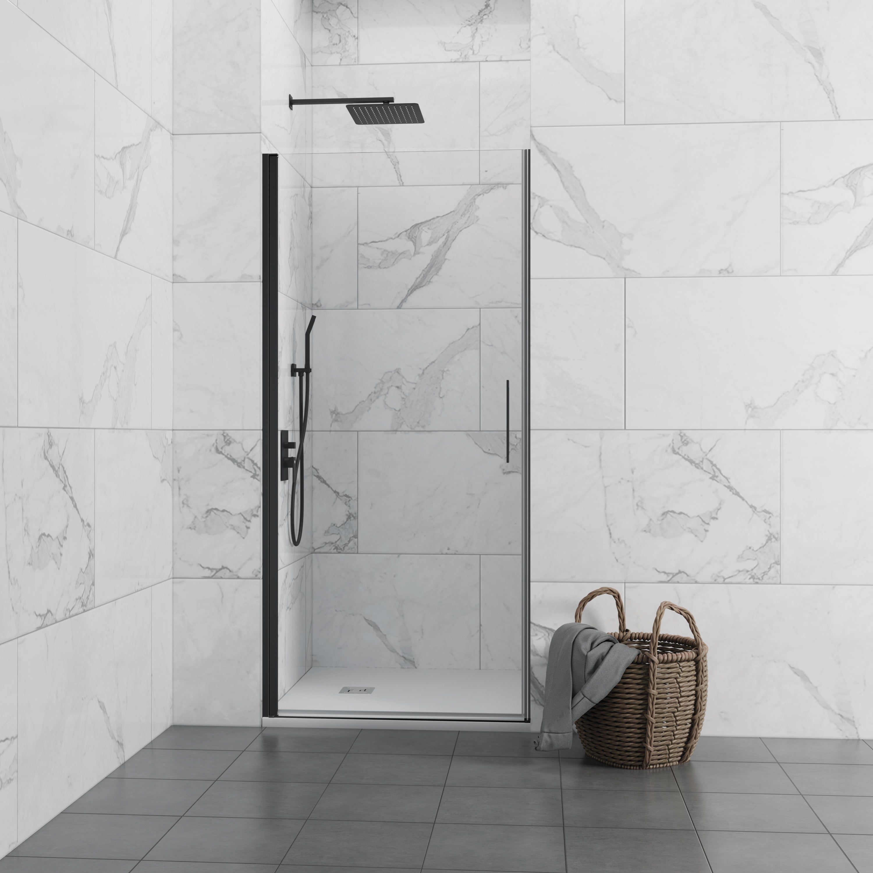 Porte de douche pliante OPEN BLACK avec fermeture à profil magnétique ...