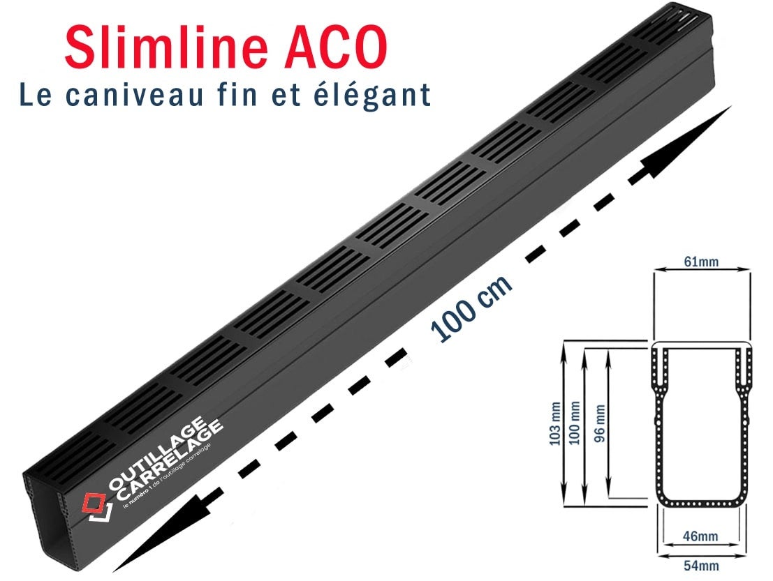 Caniveau de drainage étroit 6cm Classe A15 Grille design Alu noir ...
