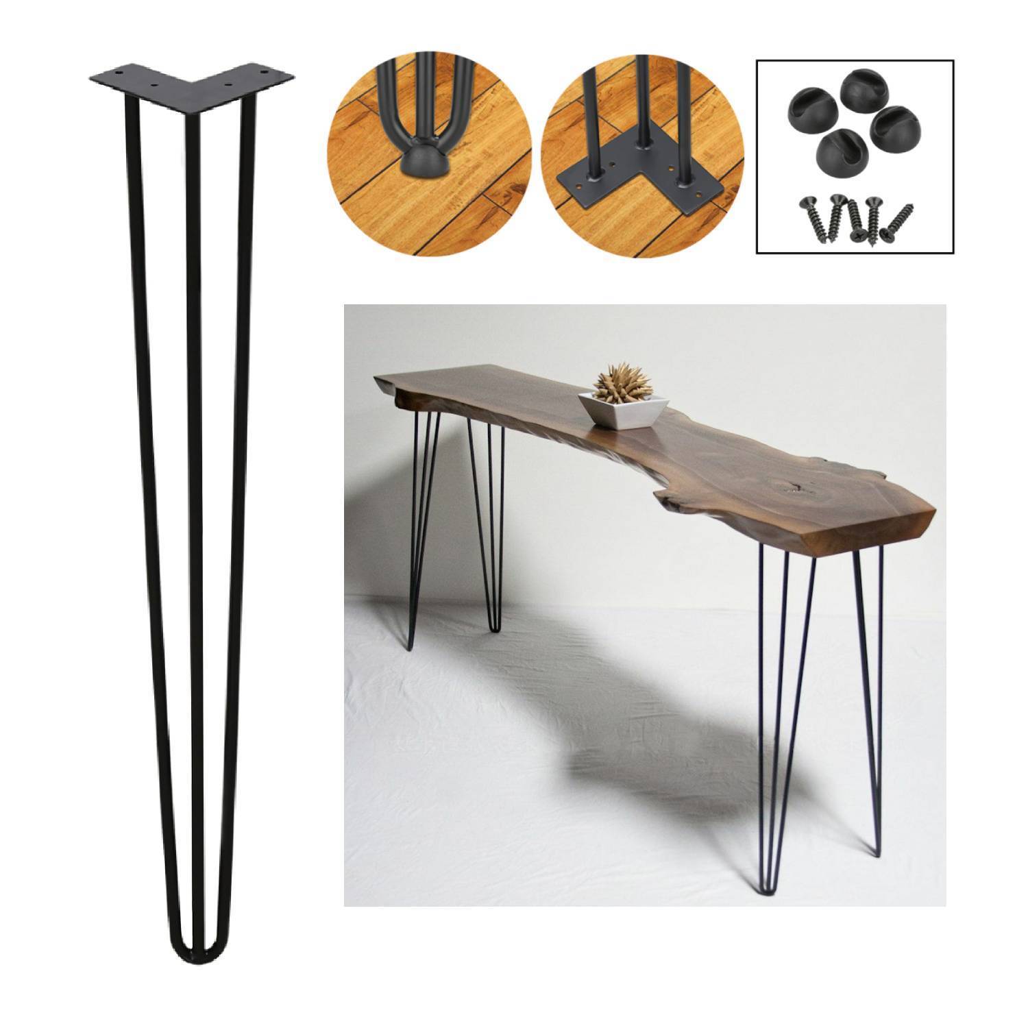 Set 4 Pied Epingle en Métal,3 stands Pied de Table 61cmJambes en métal ...