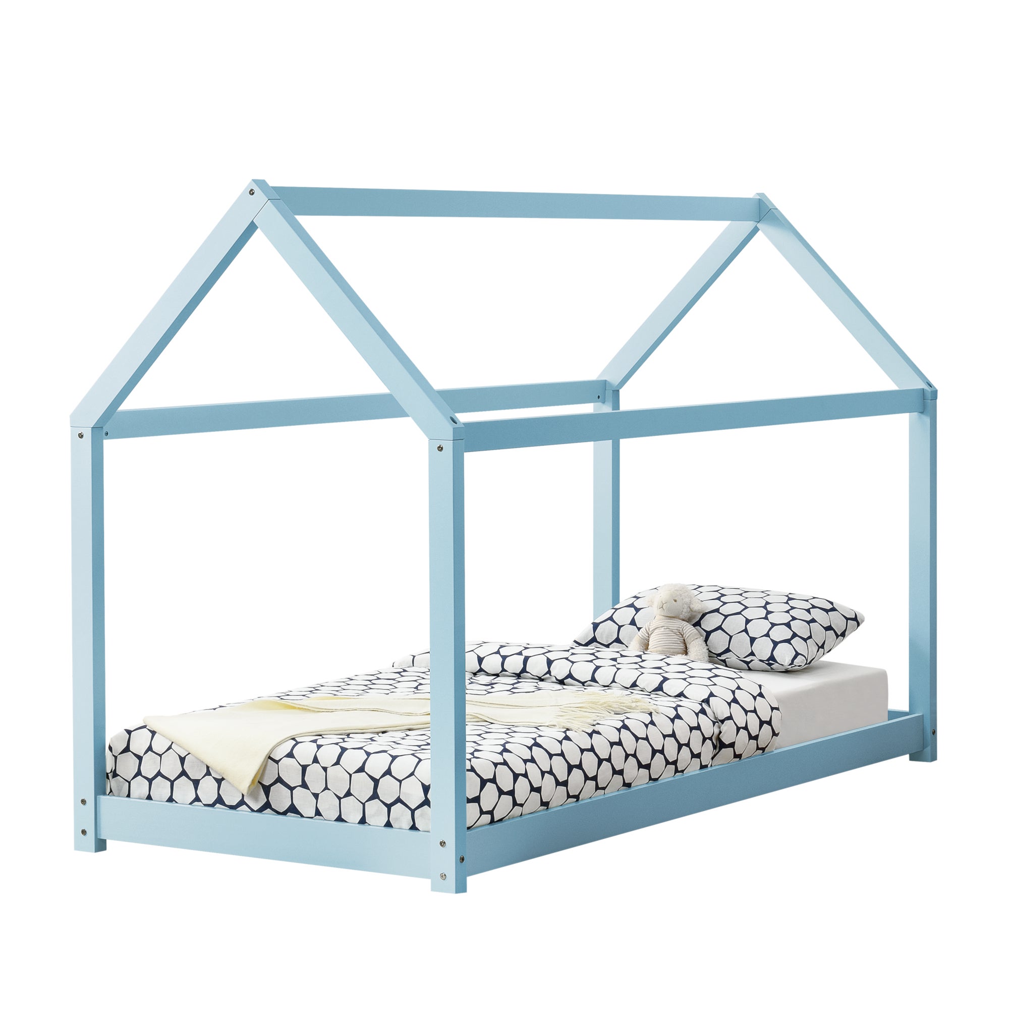 Lit Enfant Design Maison Netstal 200 x 90 cm Bleu Mat Laqué [en.casa ...