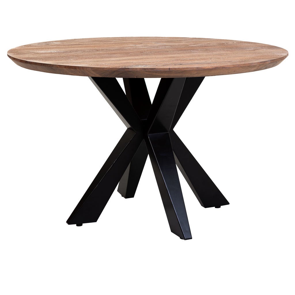 Table à manger ronde Swiss Edge finition couleur bois d'acacia D110x77 ...