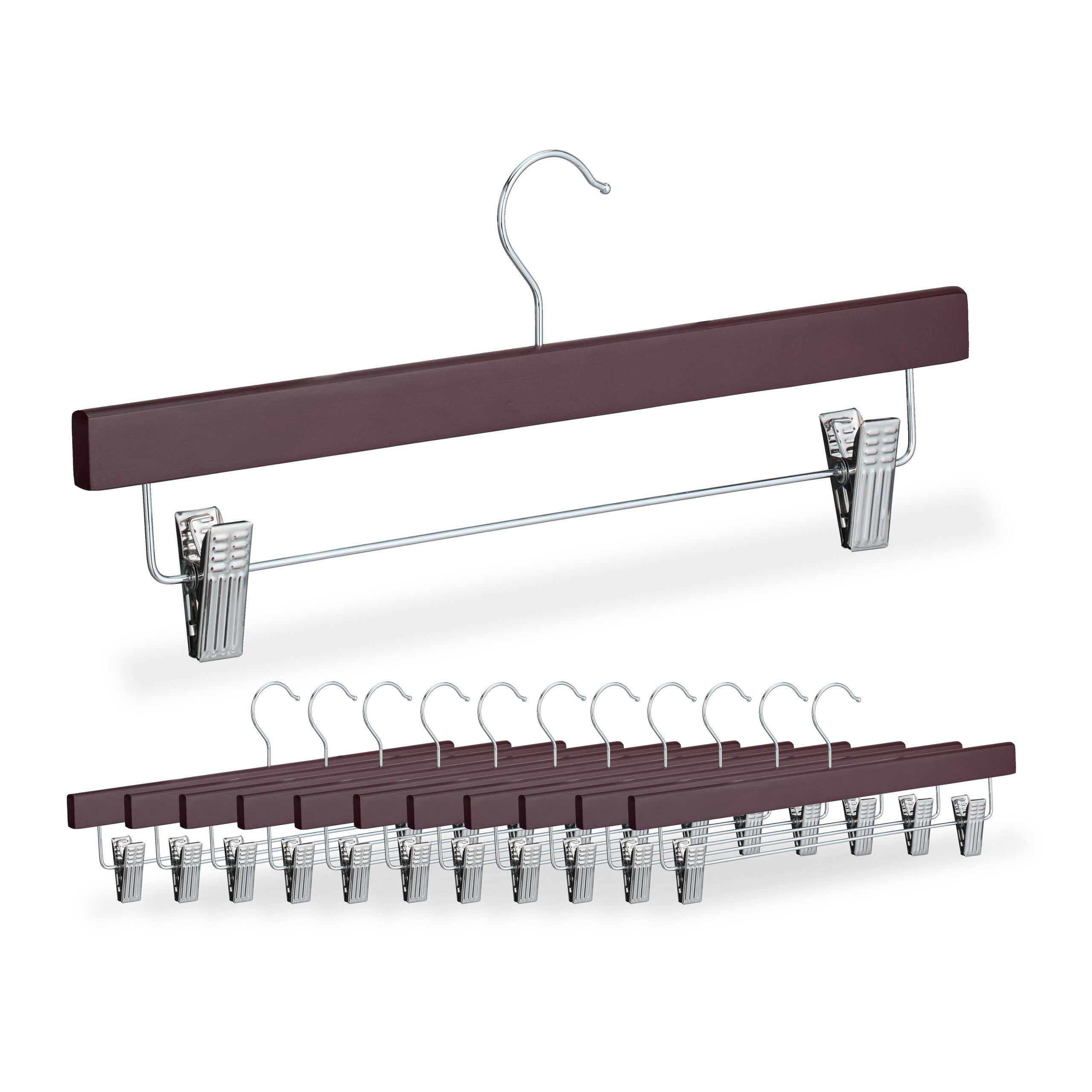 Set de 12 perchas Relaxdays, 2 pinzas, perchas clip para pantalones y ...