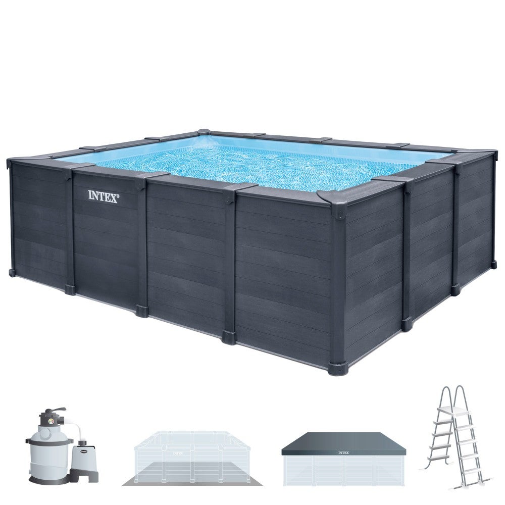 Piscina desmontable rectangular 10.091 litros c/depuradora Graphite ...