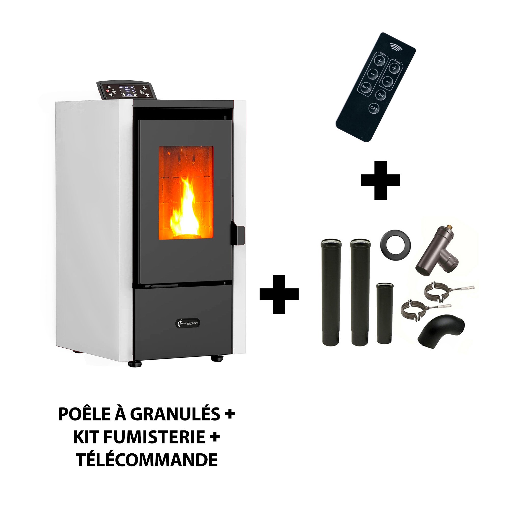 Estufa de pellets de aire Anita 6,5 kW Sannover blanco + Kit de conexión humos | Leroy Merlin