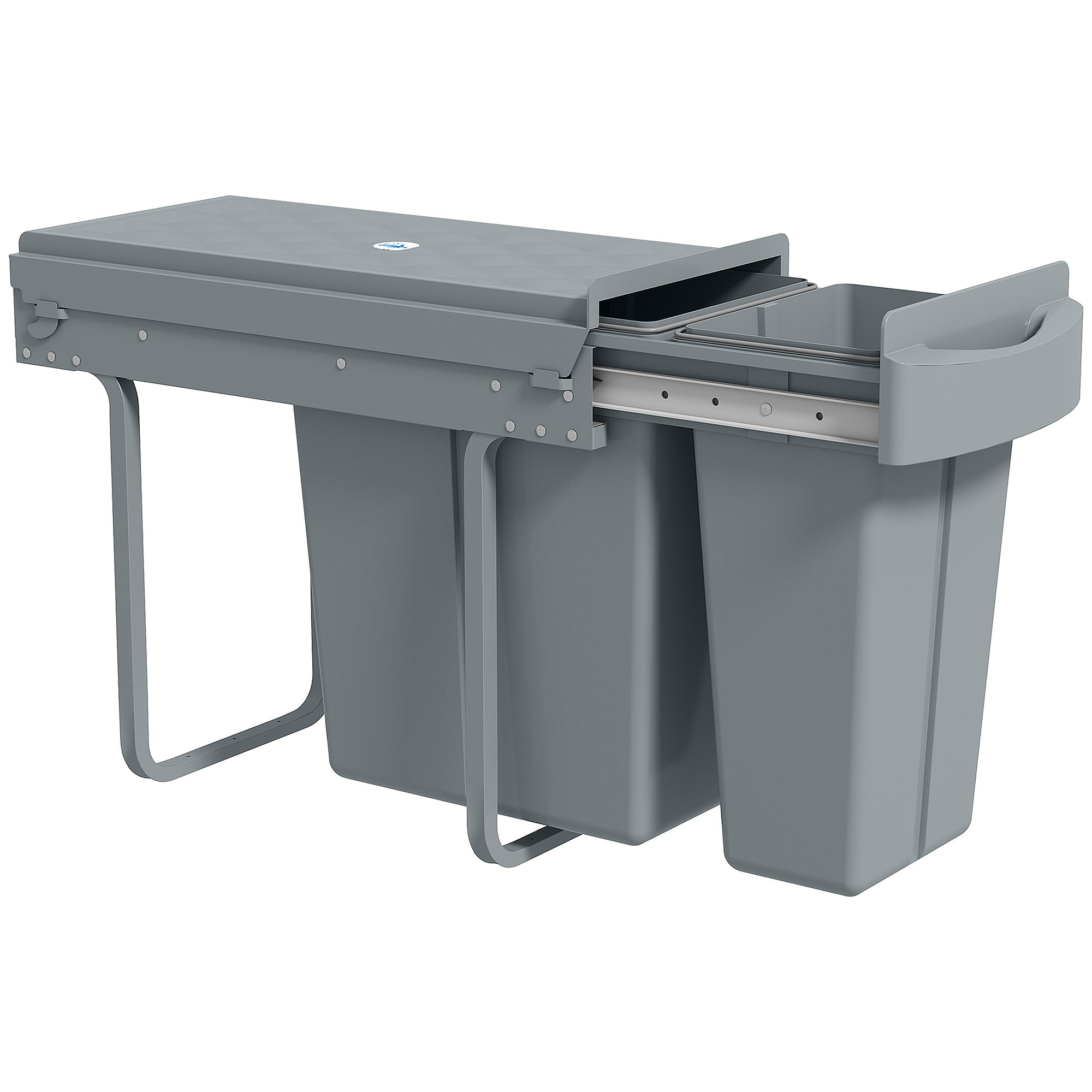 Cubo Basura Extraíble HOMCOM ABS, Metal Gris 52x26x40.8 cm 851-074V00GY ...