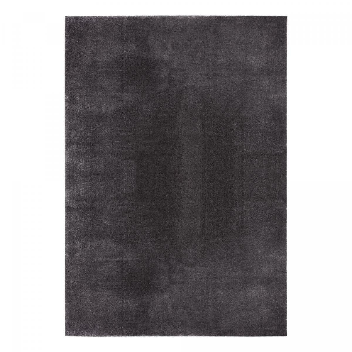 Tapis salon LAVABLE 200x290 soyeux et doux, tapis anthracite uni à l ...