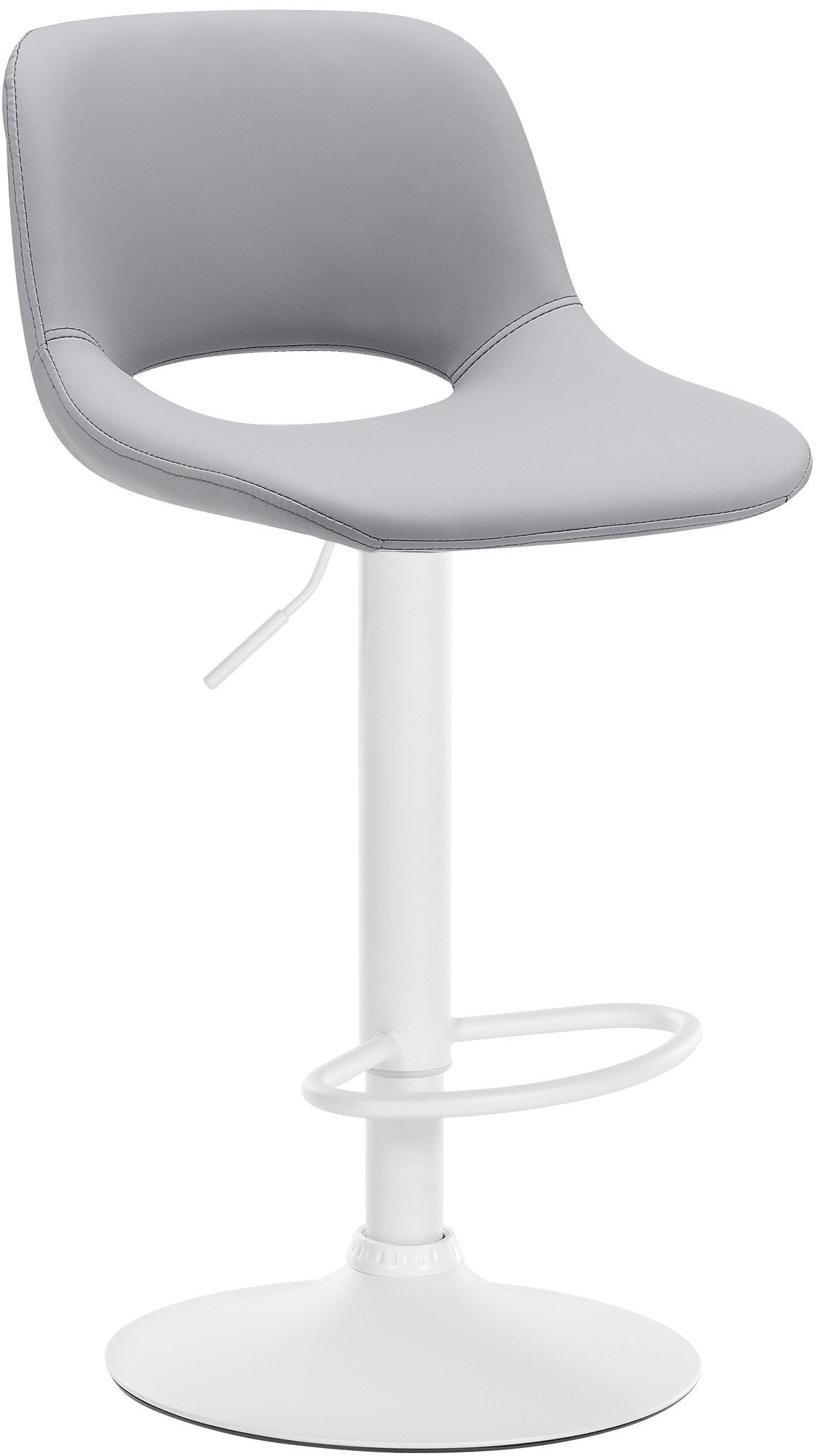 Tabouret de bar chaise haute x1 avec repose-pieds en PVC gris piètement ...
