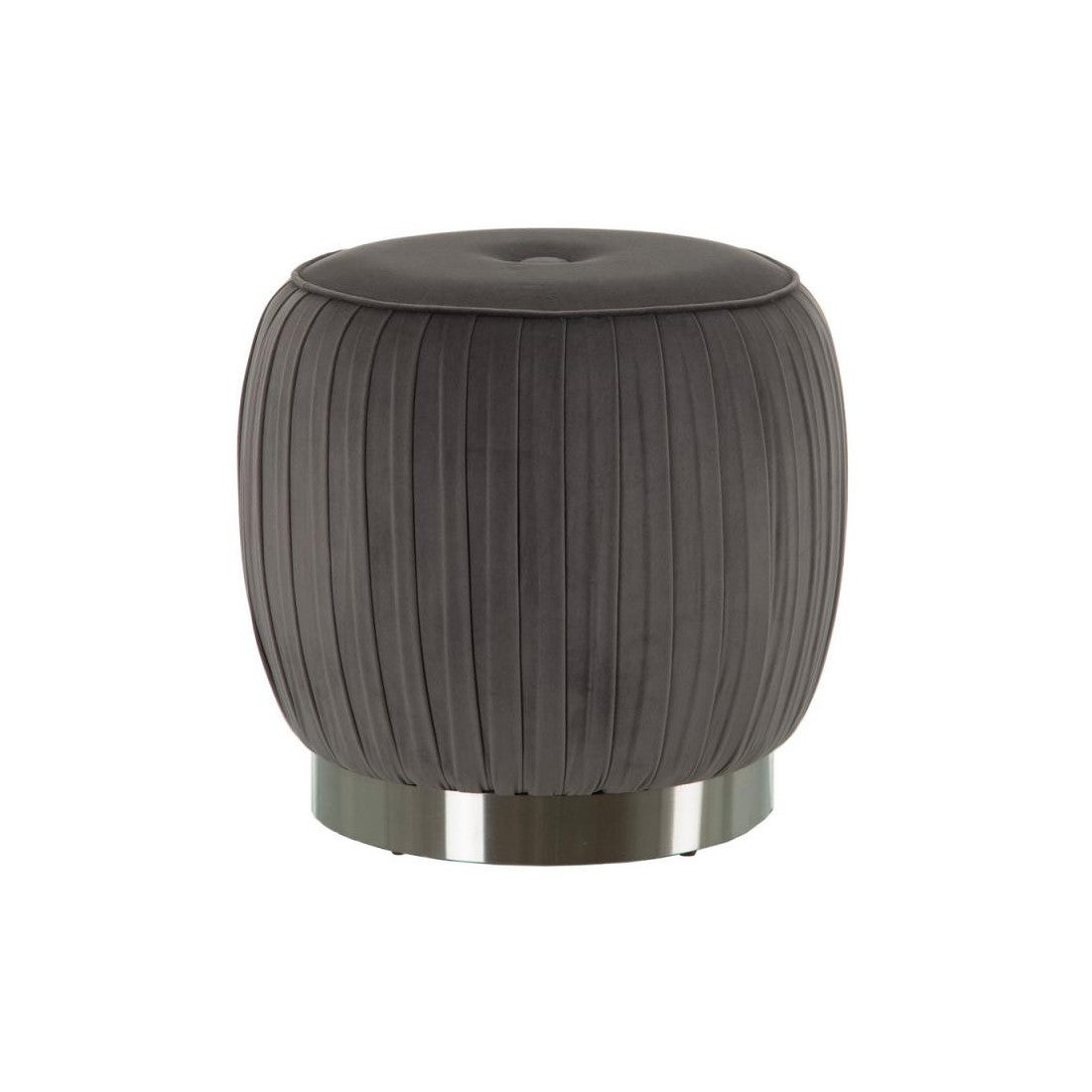 Pouf en Velours Gris/Gris - FIONA | Leroy Merlin