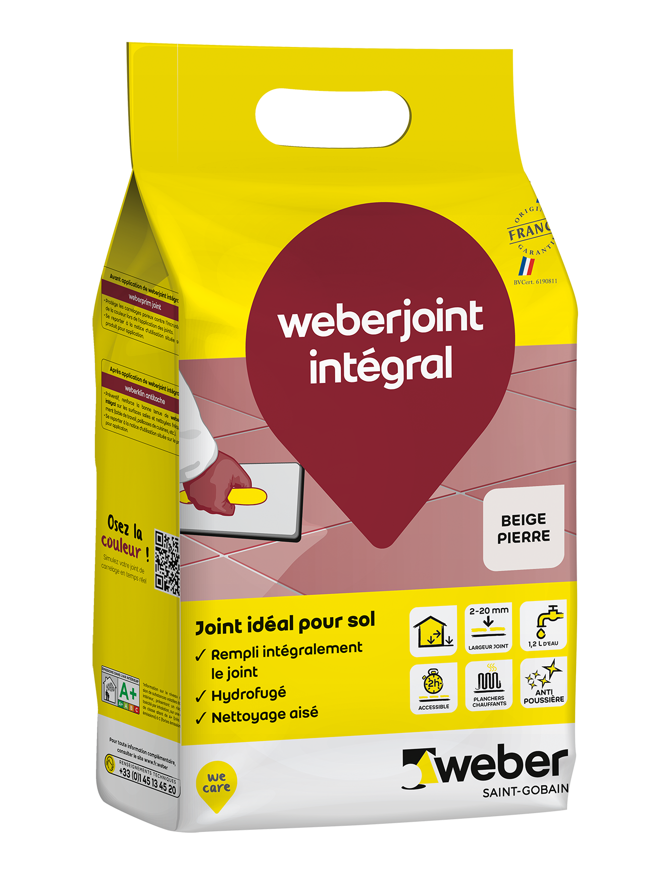 Mortier pour la réalisation de joint de carrelage 5Kg hydrofugé, Beige ...