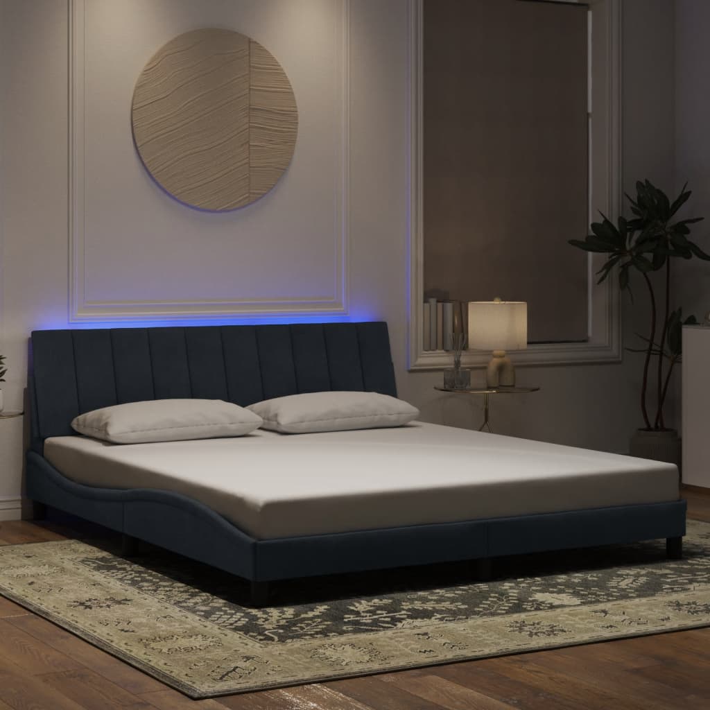 VidaXL Estructura cama con luces LED terciopelo gris oscuro 180x200 cm ...