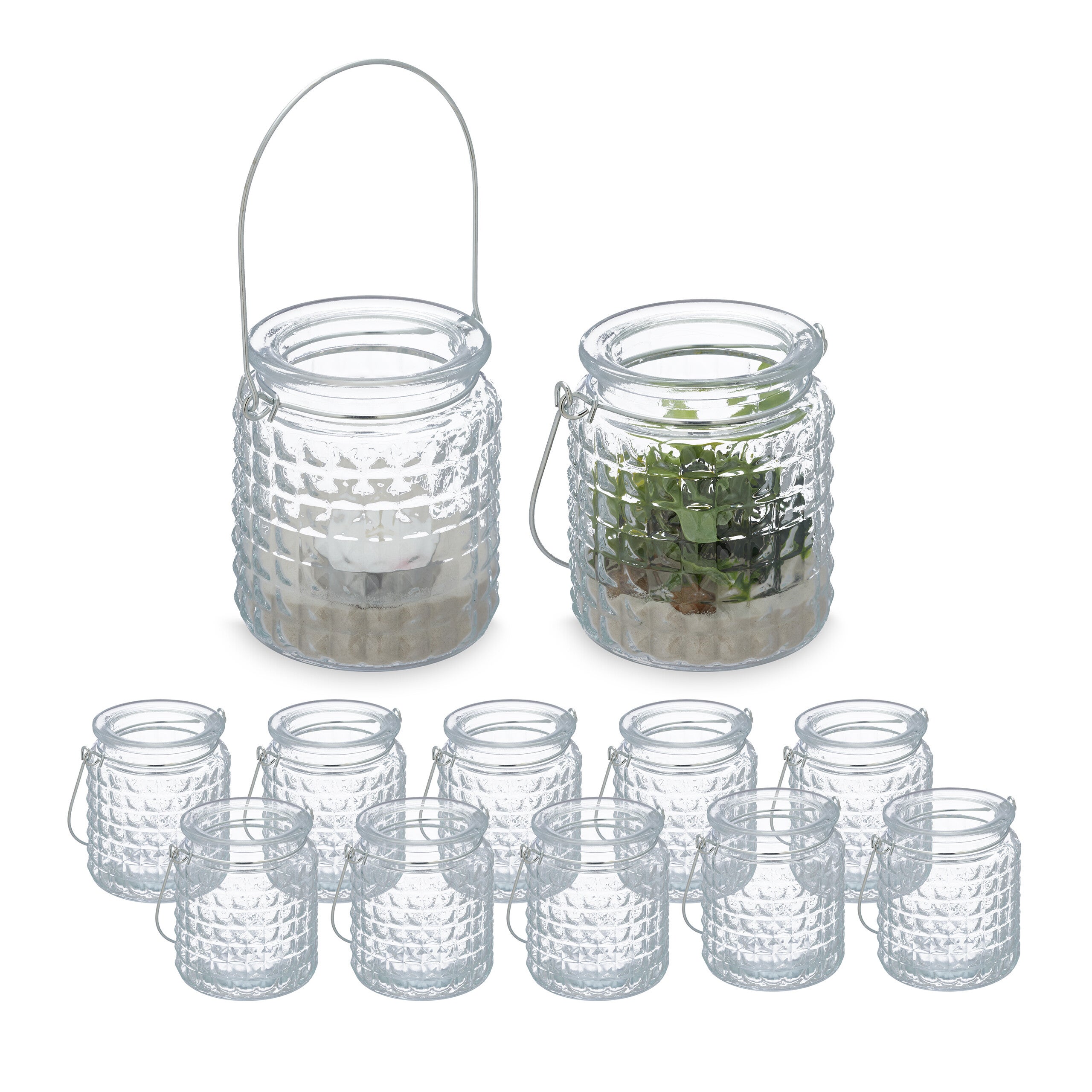 Relaxdays Photophores à suspendre, lot de 12, anse, pour intérieur et ...