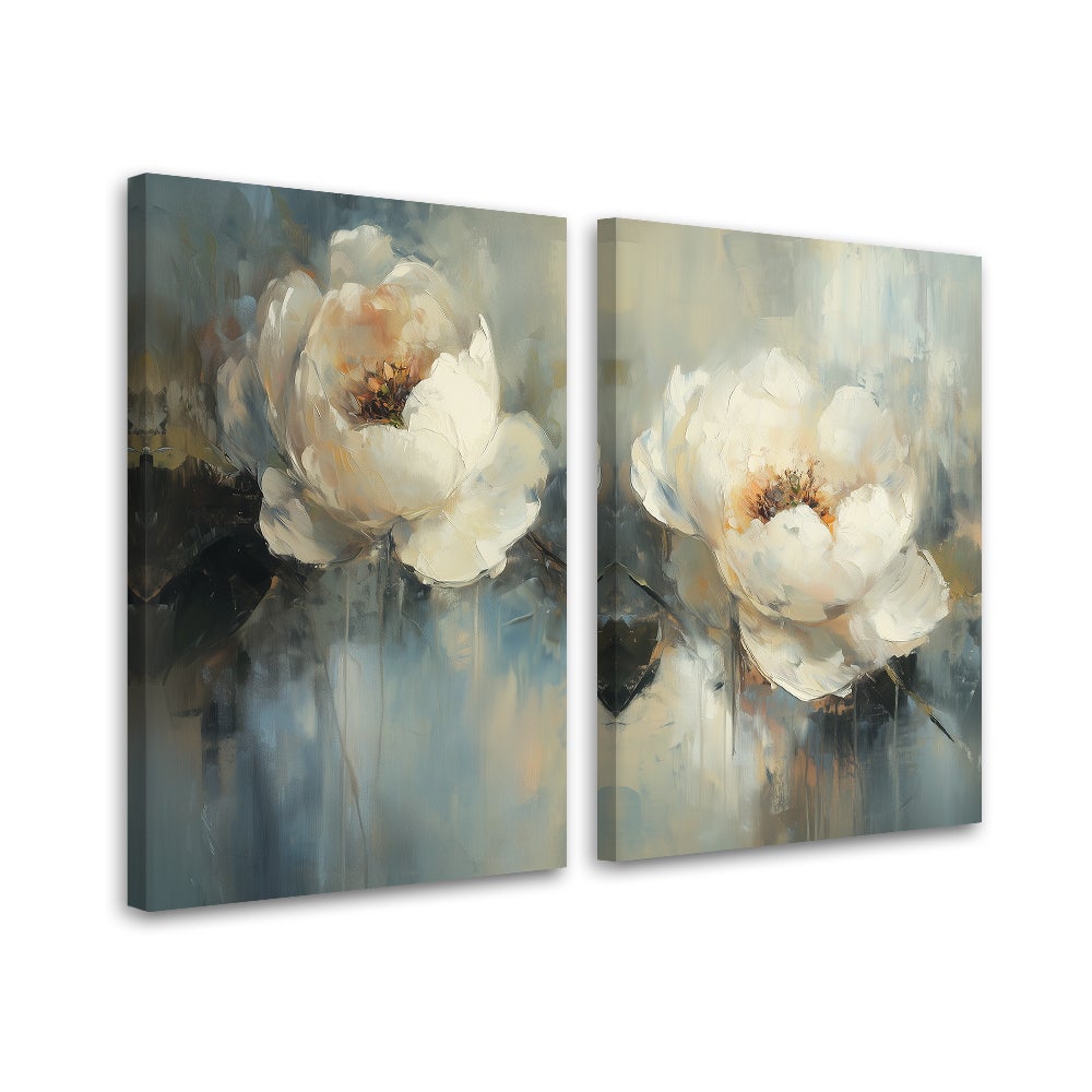 Lot de 2 tableaux pour salon chambre, Fleurs de pivoine bohème beige ...