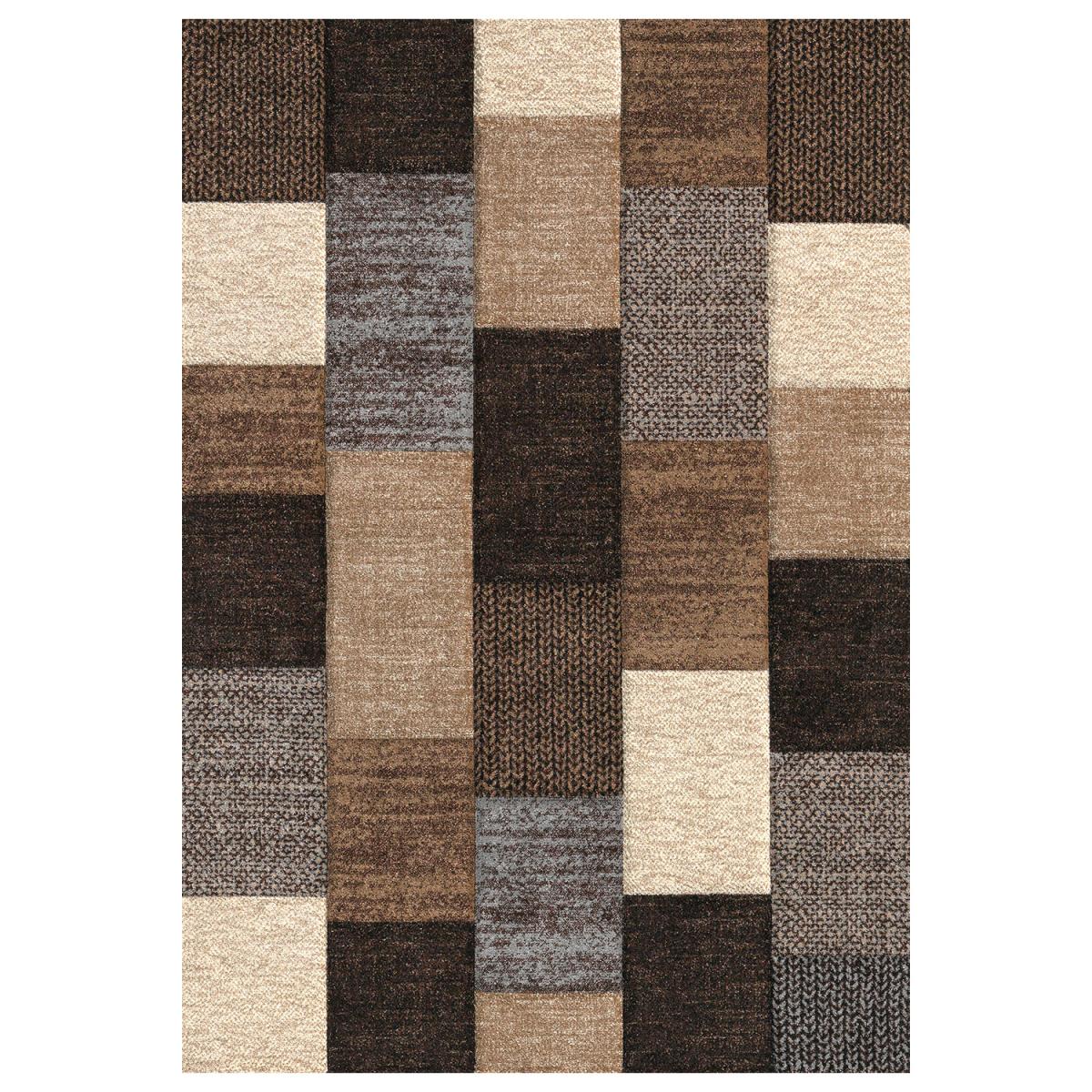 Tapis salon 120x170 tissé marron rectangle motif géométrique BELO 12 ...