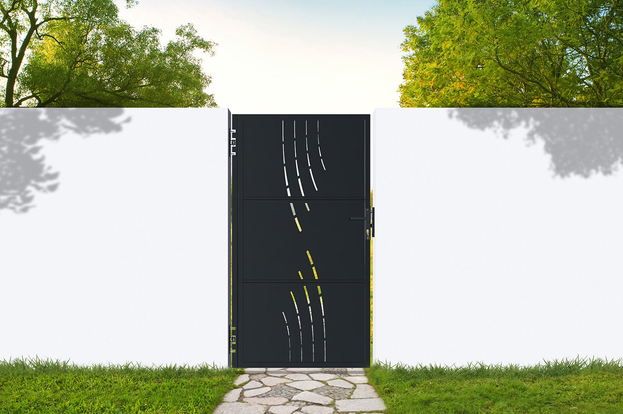 Portillon acier 1m NALI VELETA H.180cm Noir mat | Leroy Merlin