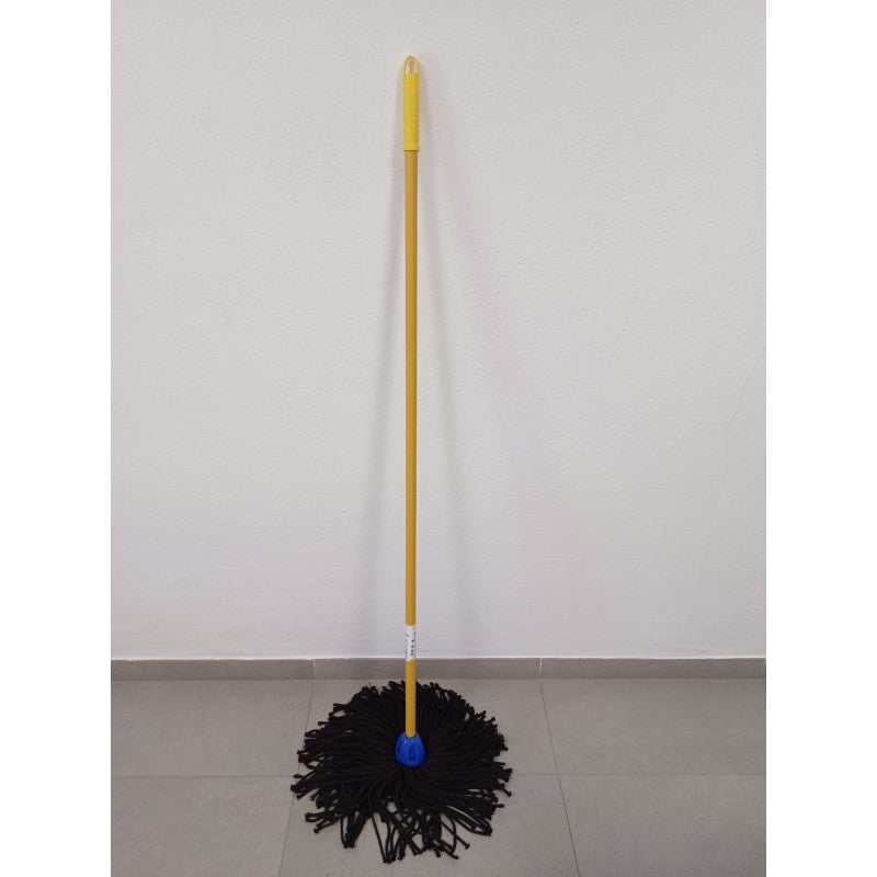 Fregona Microfibra MAX Pro de Hilo Negro + Palo amarillo 140 cm, Rosca ...