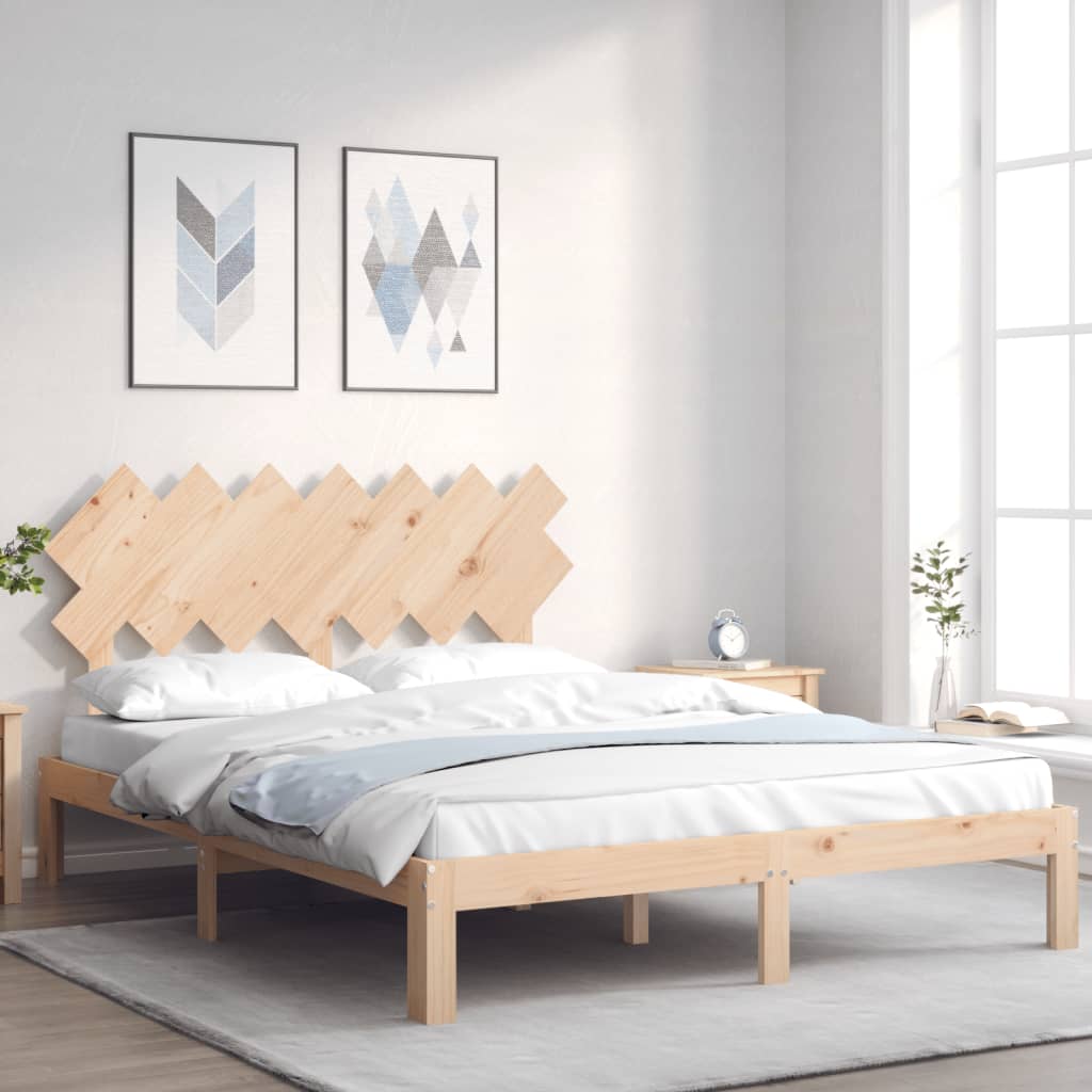 Estructura de cama con cabecera King Size de madera maciza | Leroy Merlin
