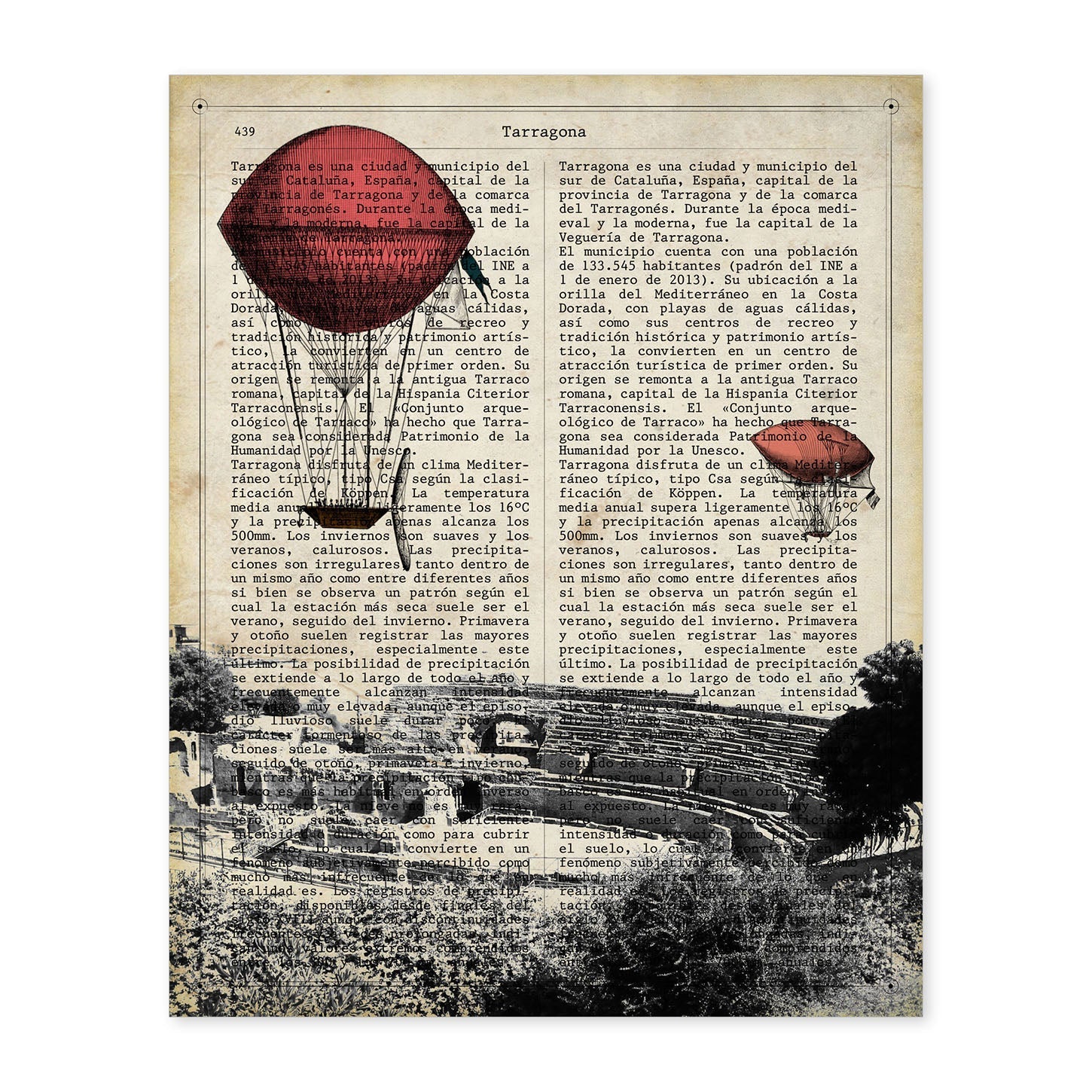 Lamina Ville De Tarragone Avec Son Histoire. Cadre Noir - A4 | Leroy Merlin