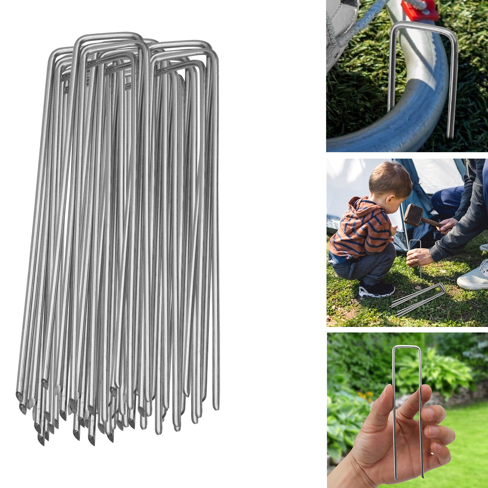 150 picchetti di ancoraggio a terra zincati 15x2,5 cm picchetti di ...