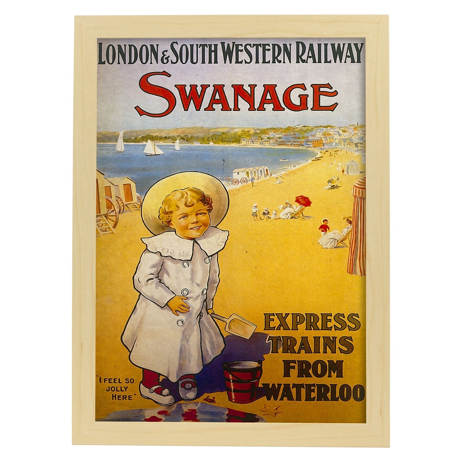 Poster Vintage De Swanage. Con Imagenes Vintage Y De Publicidad Antigua. Marco Blanco - A3 ...