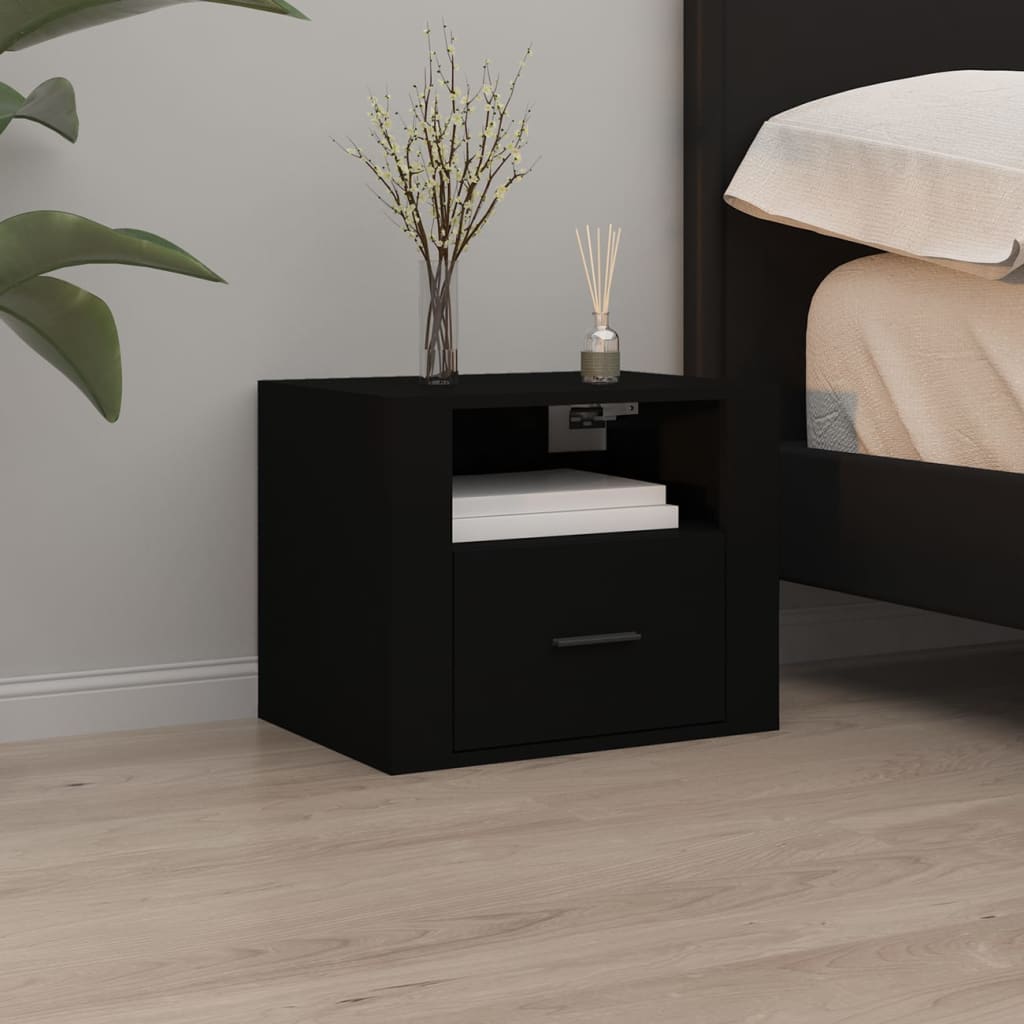 Table de chevet murale，Table de chevet flottante，Tables d'appoint Noir ...
