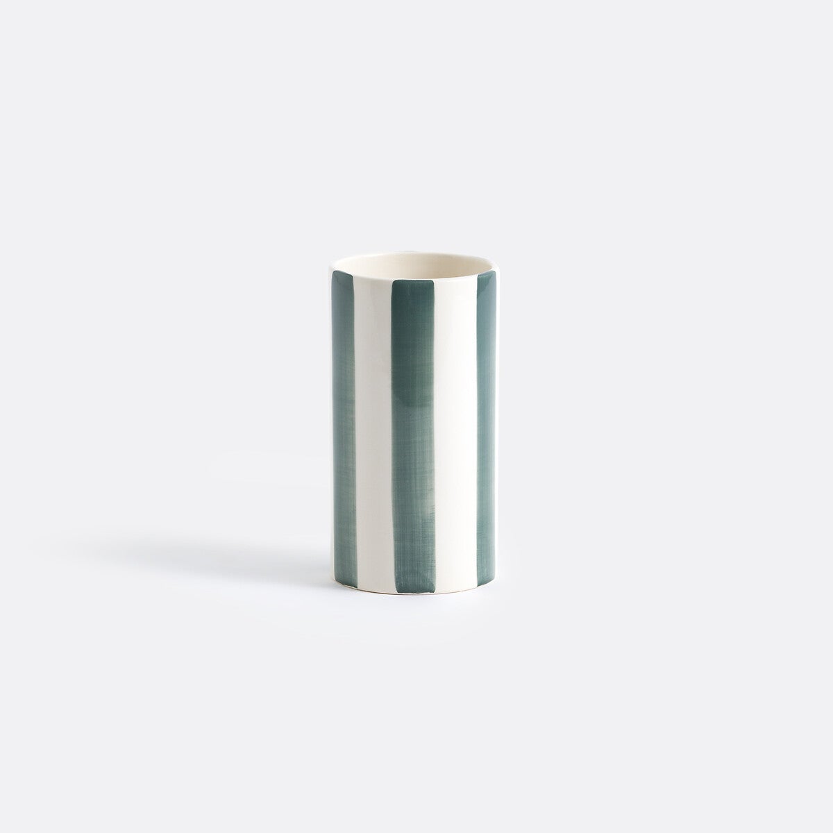 Vase en céramique à rayures, H18 cm, Jaoma - Vert eucalyptus - taille ...