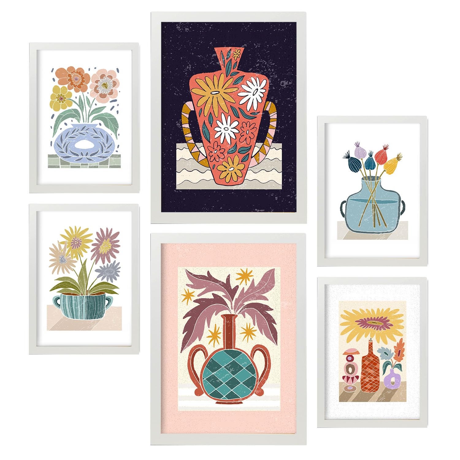 Nacnic Ensemble 6 Impressions De Vase Dans De Style Ethnique Cadre Décoratifs Pour Votre Chambre ...