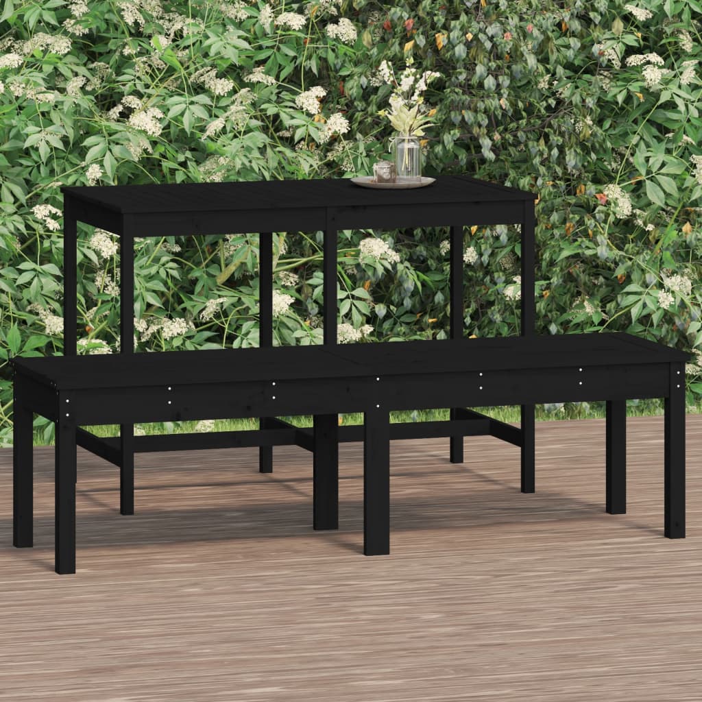 Banco jardín 2 plazas madera maciza pino negro 159,5x44x45 cm | Leroy Merlin