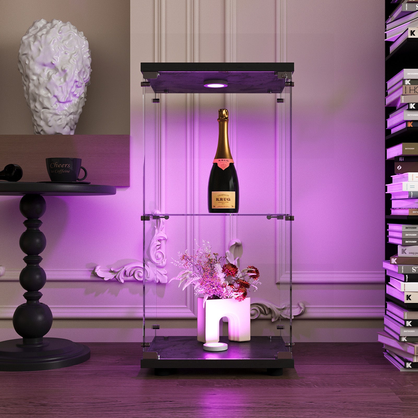 Vitrine à double vitrage avec éclairage - comprend un socle, du verre ...