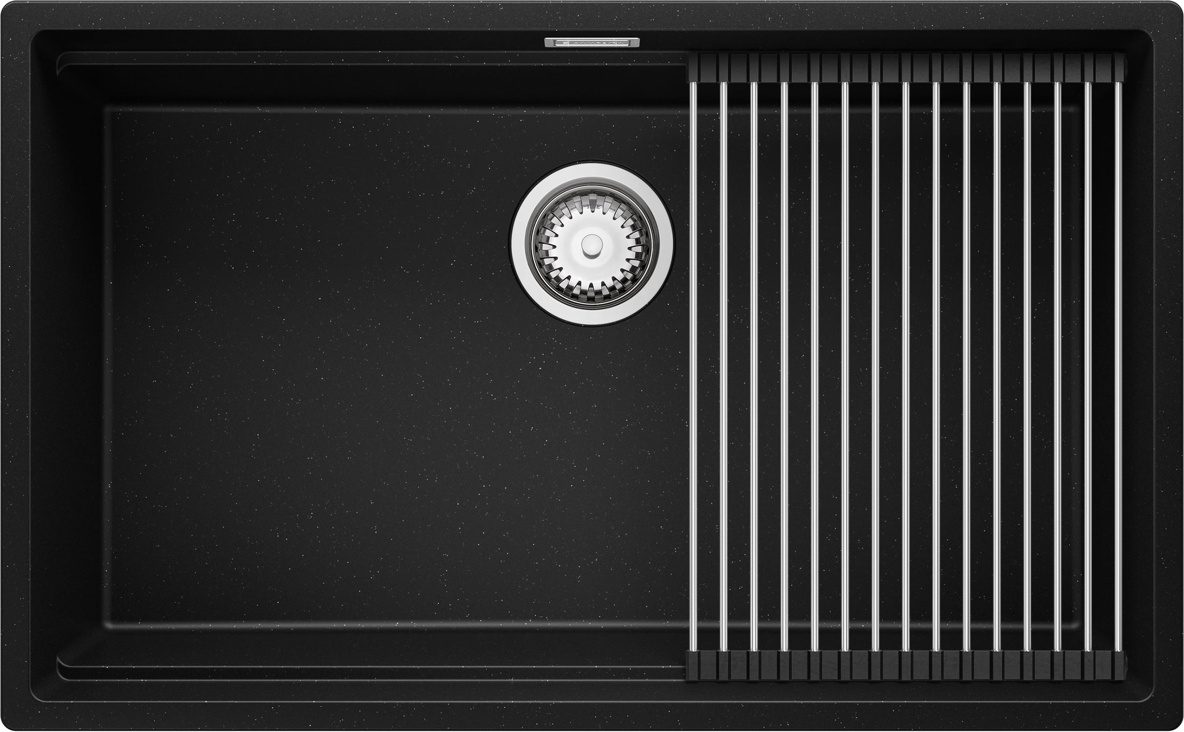 Evier Sous Plan Noir Métallisé 76x47cm, Evier en Granit 1 bac + Kit de ...