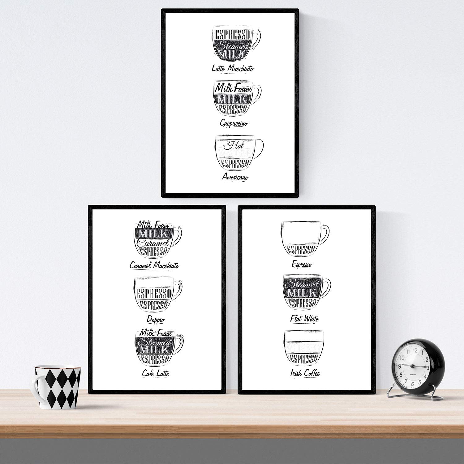 Ensemble De Feuilles De Café. Affiches De Type Café. Fond Blanc Café ...