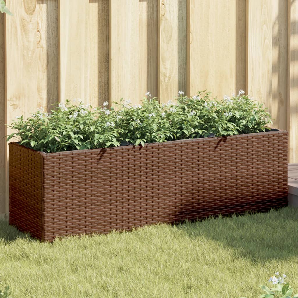 Jardinera con 3 maceteros marrón 105x30x32 cm resina tejida | Leroy Merlin